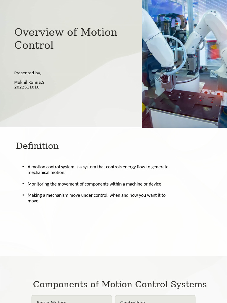 Overview of Motion Control | PDF | Robotics | Automation