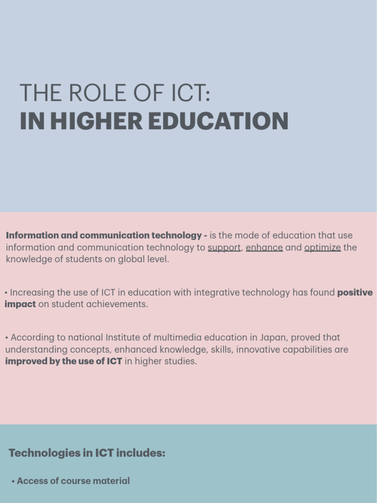 The Role ICT in Higher Education | PDF