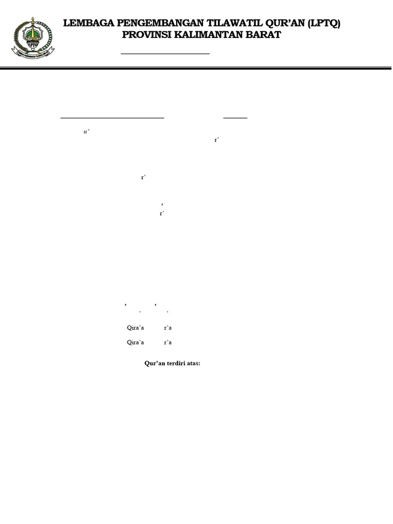 Juknis MTQ Xxxii Kalbar 2024 Di Landak | PDF