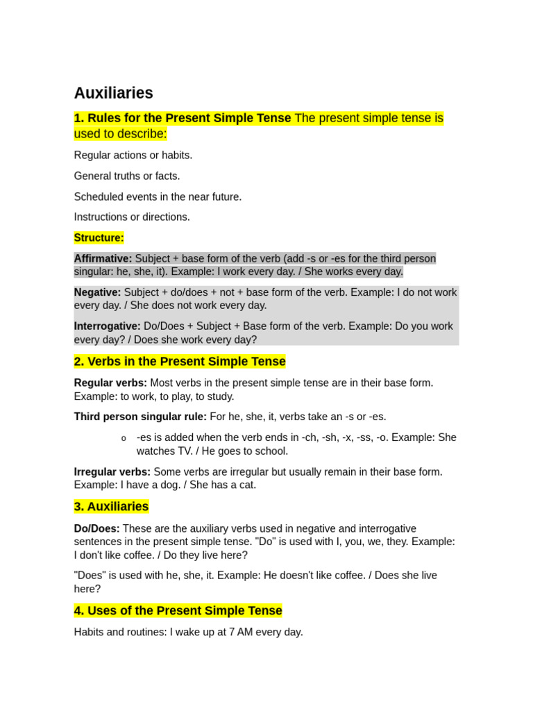 Present Simple Tense | PDF | Verb | Grammatical Tense