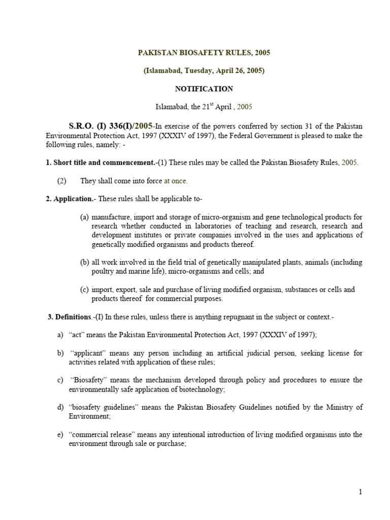 Bios Fty Rules | PDF | Genetic Engineering | Genetically Modified Organism