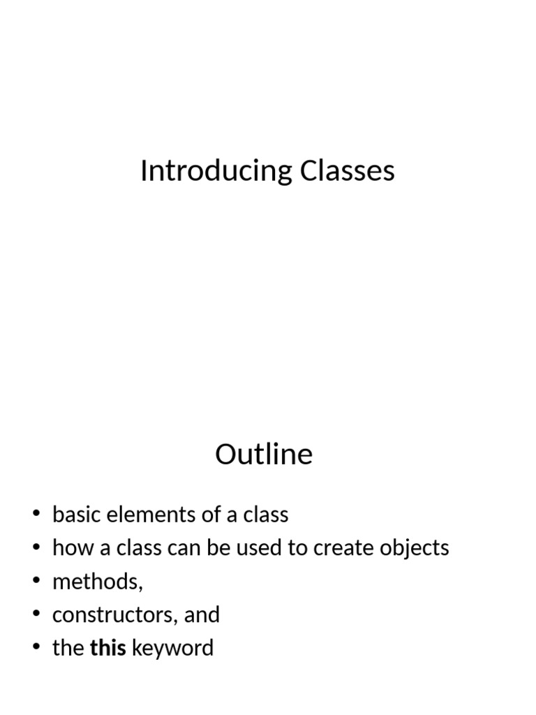 JAVA 6 Introducing Classes | PDF | Programming | Constructor (Object Oriented Programming)