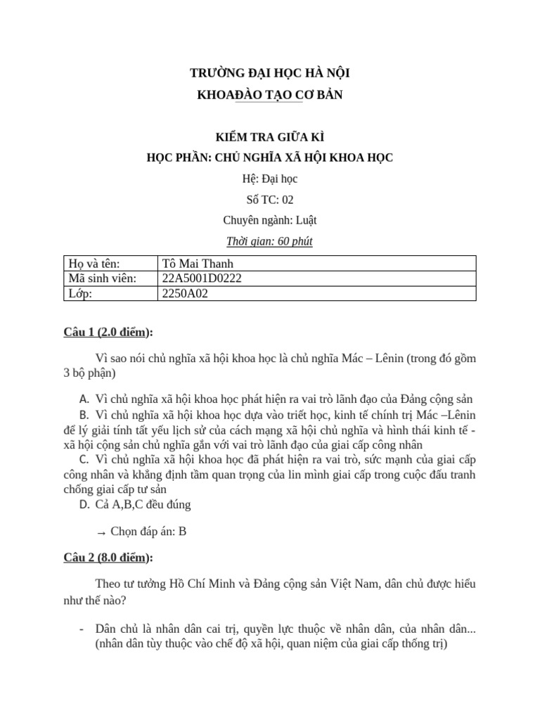 Bài kiểm tra cnxh | PDF