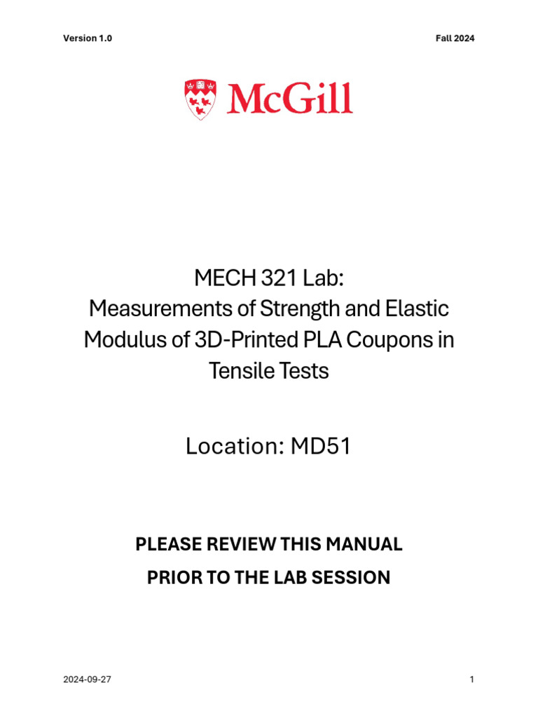 MECH 321 Lab Manual | PDF | Strength Of Materials | Stress (Mechanics)