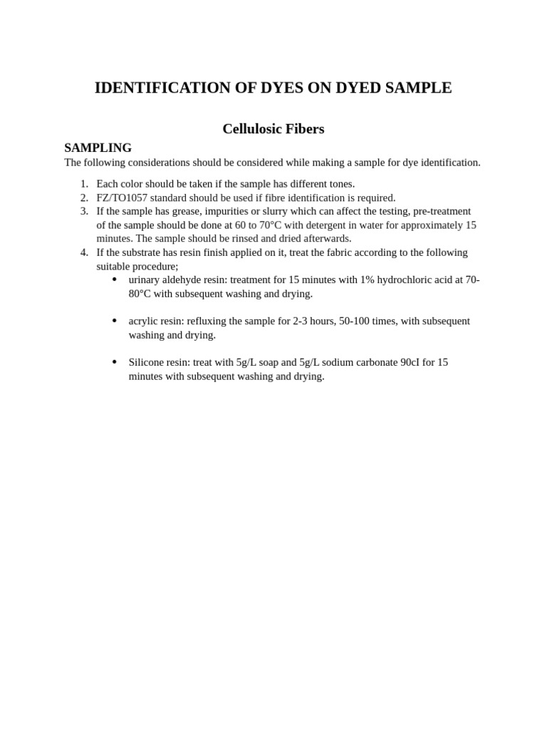 Identification of Dyes On Dyed Sample | PDF | Dyeing | Dye