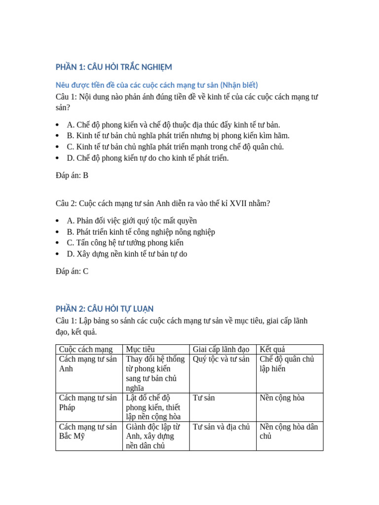 De Cuong Cau Hoi Trac Nghiem Tu Luan | PDF