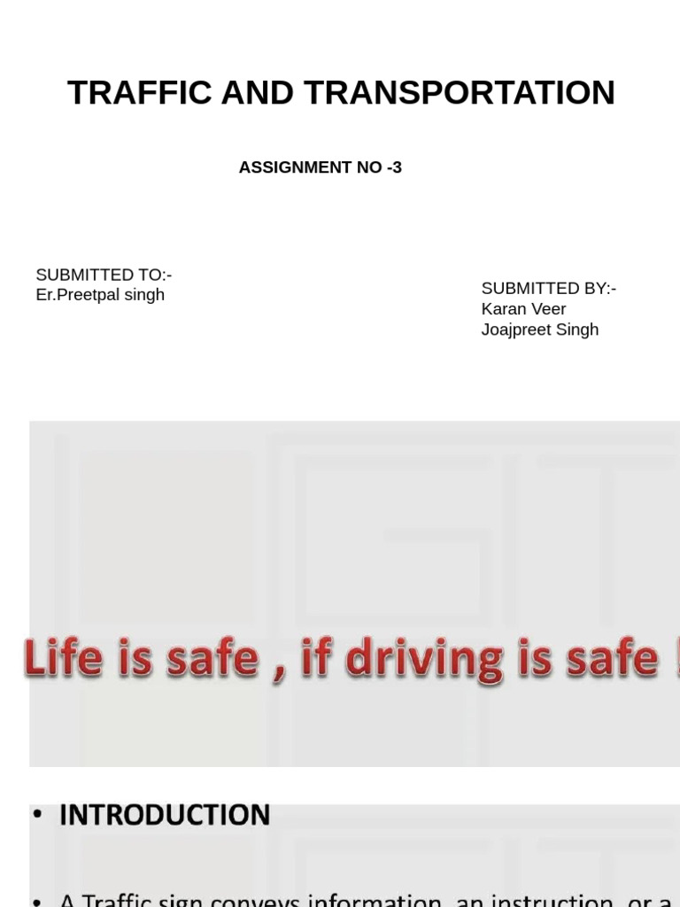 Traffic and Transportation: Assignment No - 3 | PDF