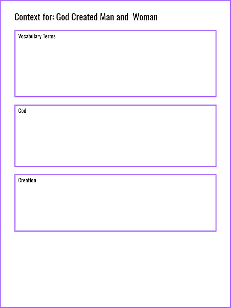 God Created Man and Woman Context Builder | PDF | Love | Adam