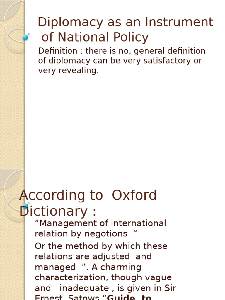Diplomacy As An Instrument of National Policy | PDF | Diplomacy | Diplomat
