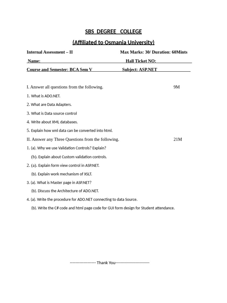 2nd Internal QP | PDF
