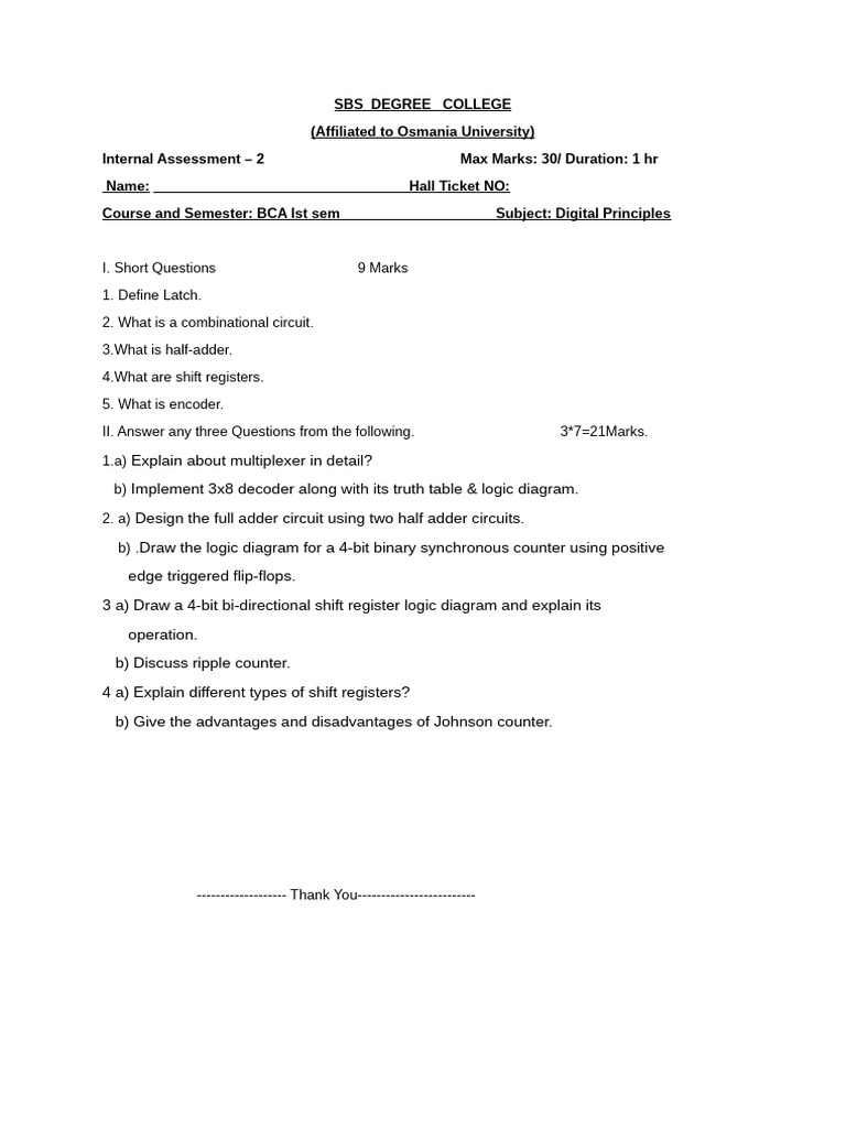 Digital Principles - Internal2 | PDF | Computers | Technology & Engineering