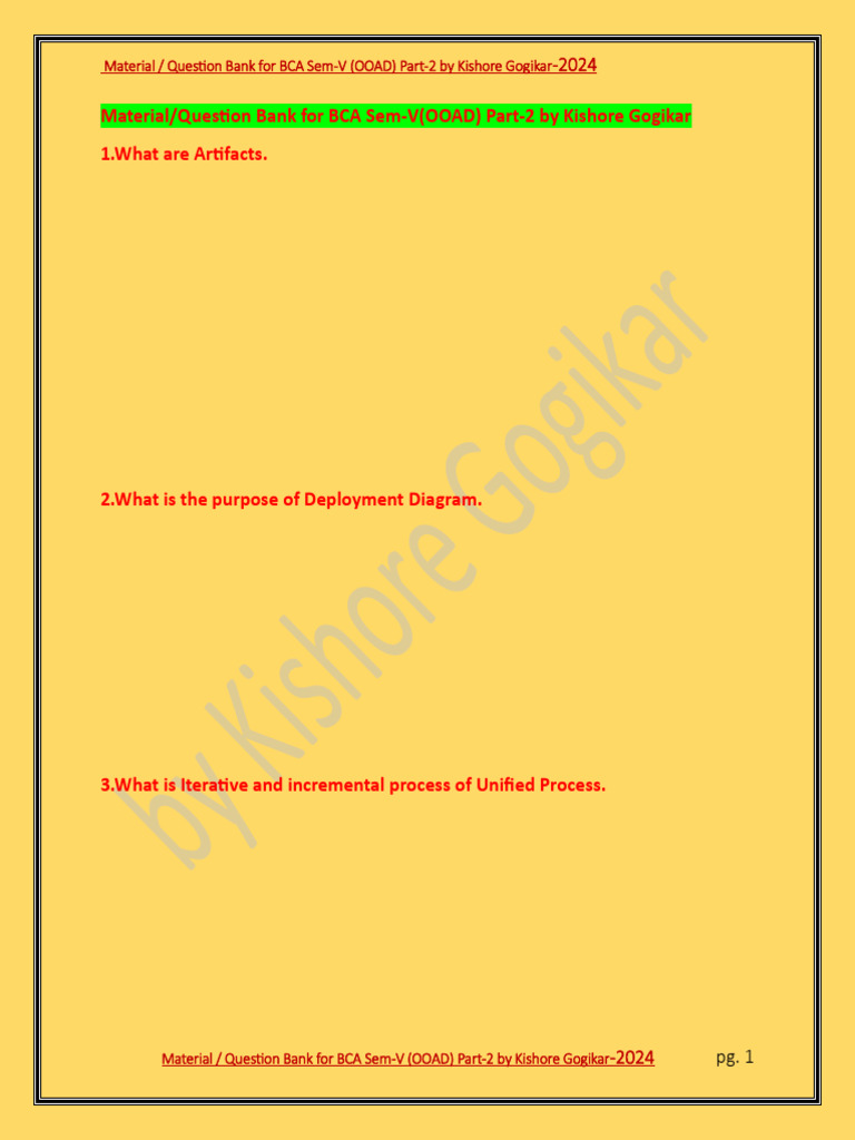 OOAD 2nd Internal QB by Kishore Gogikar | PDF | Use Case | Unified Modeling Language