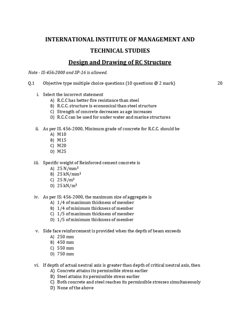 Design and Drawing of RC Structure | PDF | Beam (Structure) | Concrete
