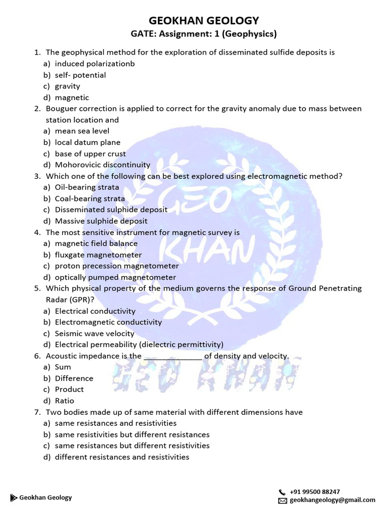 Geophysics Assignment Questions and Answers | PDF | Geophysics ...
