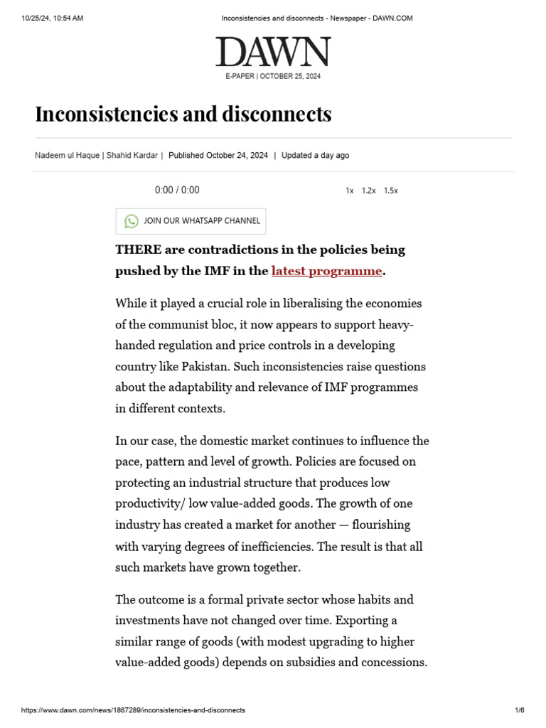 Inconsistencies and disconnects - Newspaper - DAWN.COM | PDF ...