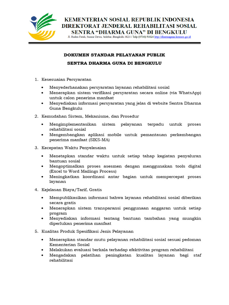 Dokumen Standar Pelayanan Publik | PDF