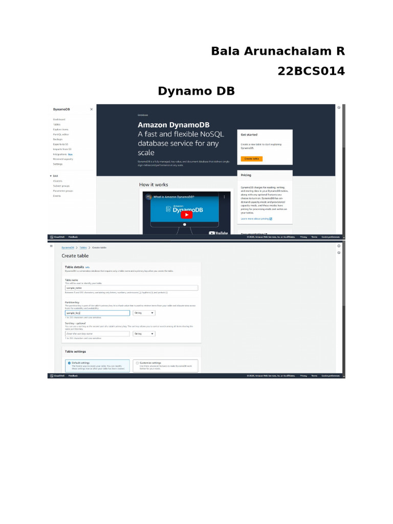 Dynamo DB (Insert and Read) | PDF