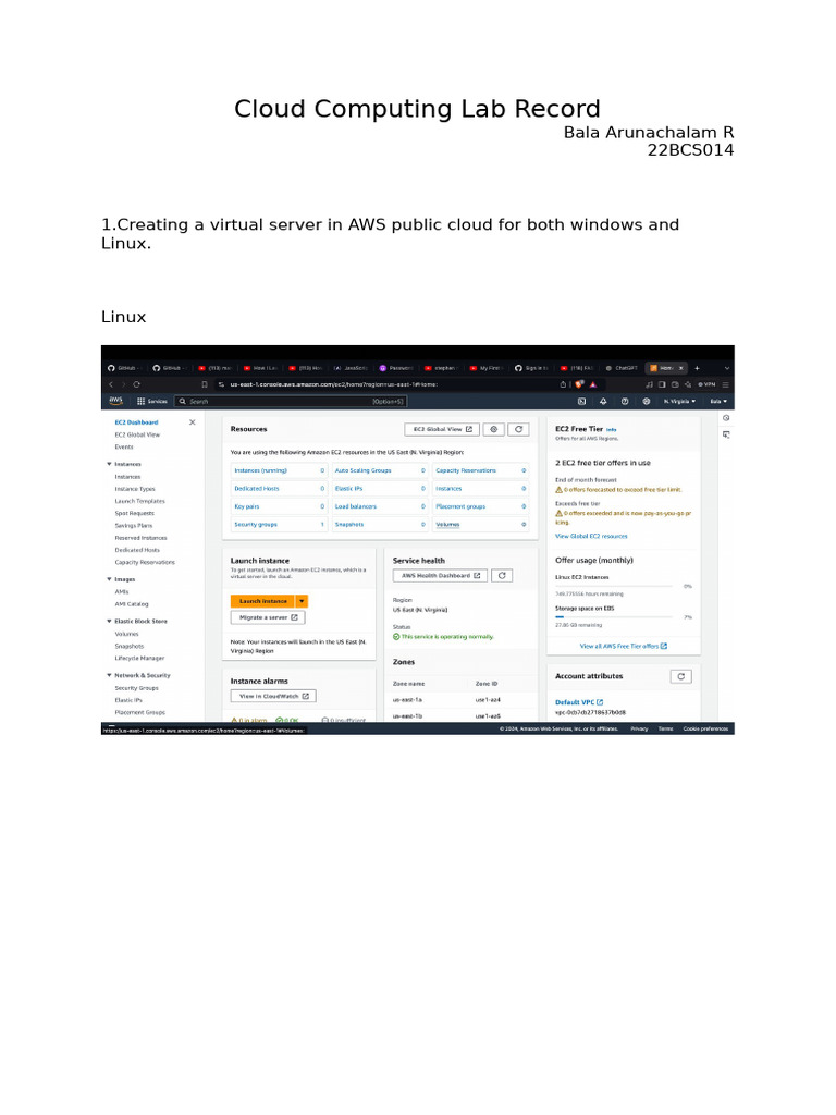 Cloud Computing Lab Record | PDF | Home & Garden