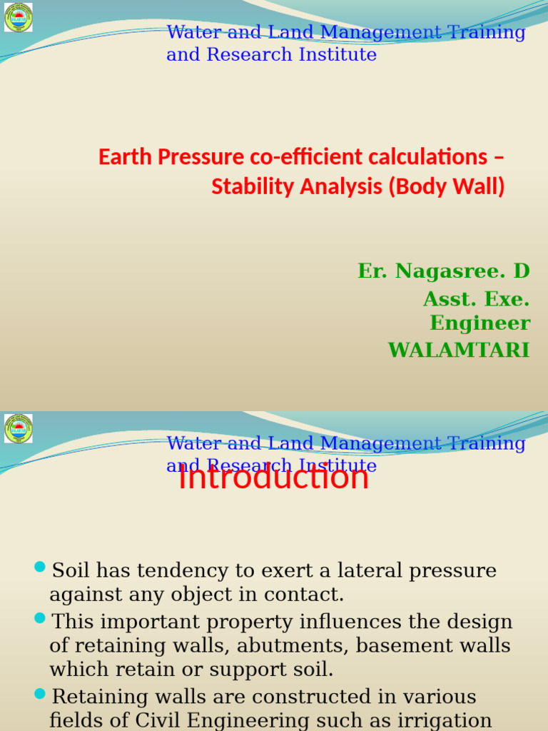 Earth Pressure Coefficients in Retaining Walls | PDF | Applied And ...