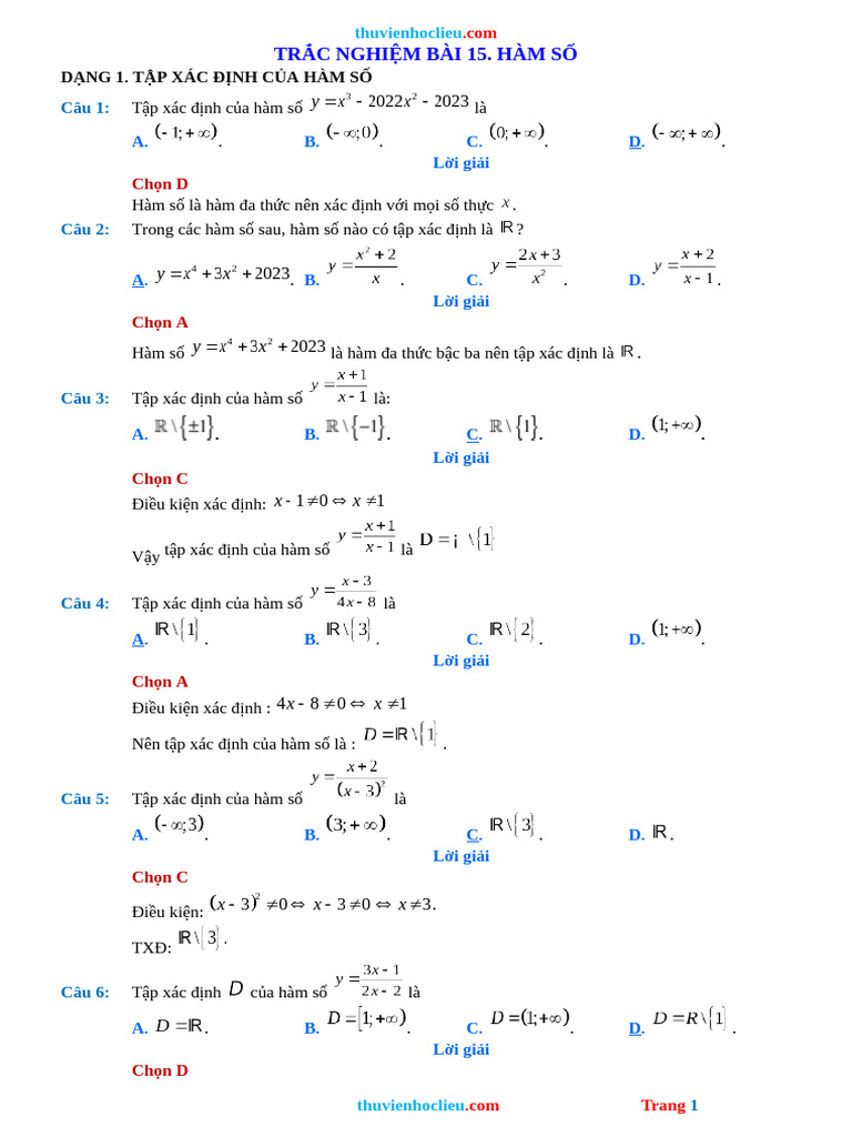 Trac Nghiem Bai 15 Ham So KNTT | PDF