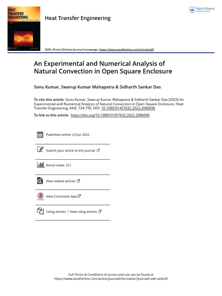 An Experimental And Numerical Analysis Of Natural Convection In Open