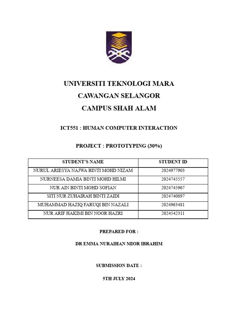 ICT551 PROJECT PROTOTYPING | PDF | Usability