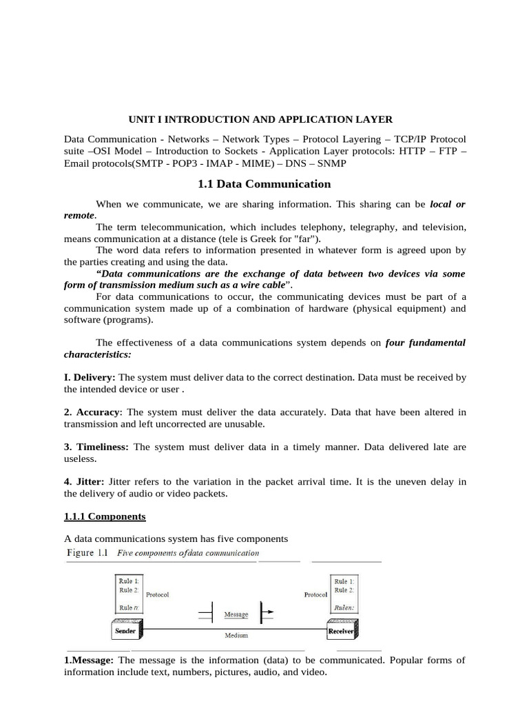 CS3591 CN Unit 1 Notes-1 | PDF | Network Topology | Computer Network