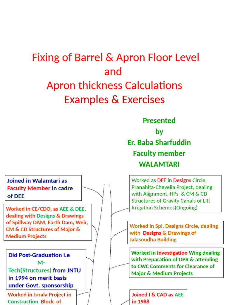 Barrel and Apron Floor Level Calculations | PDF | Spillway | Pressure
