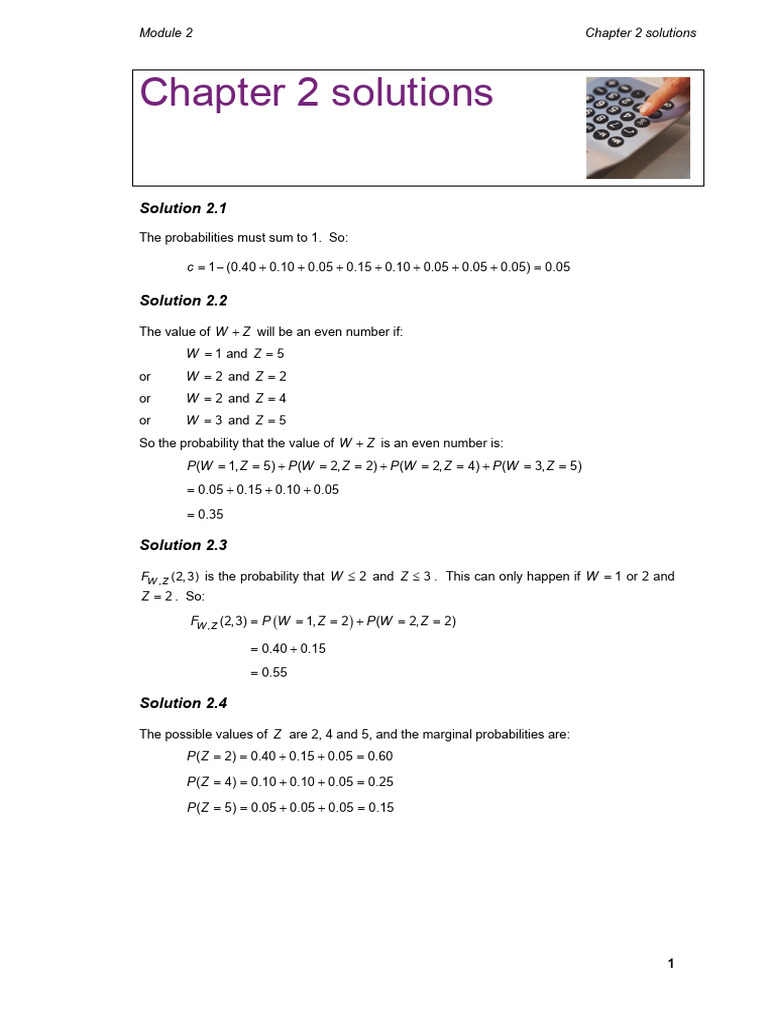 Probability Solutions Guide | PDF | Probability Density Function | Mathematical Objects