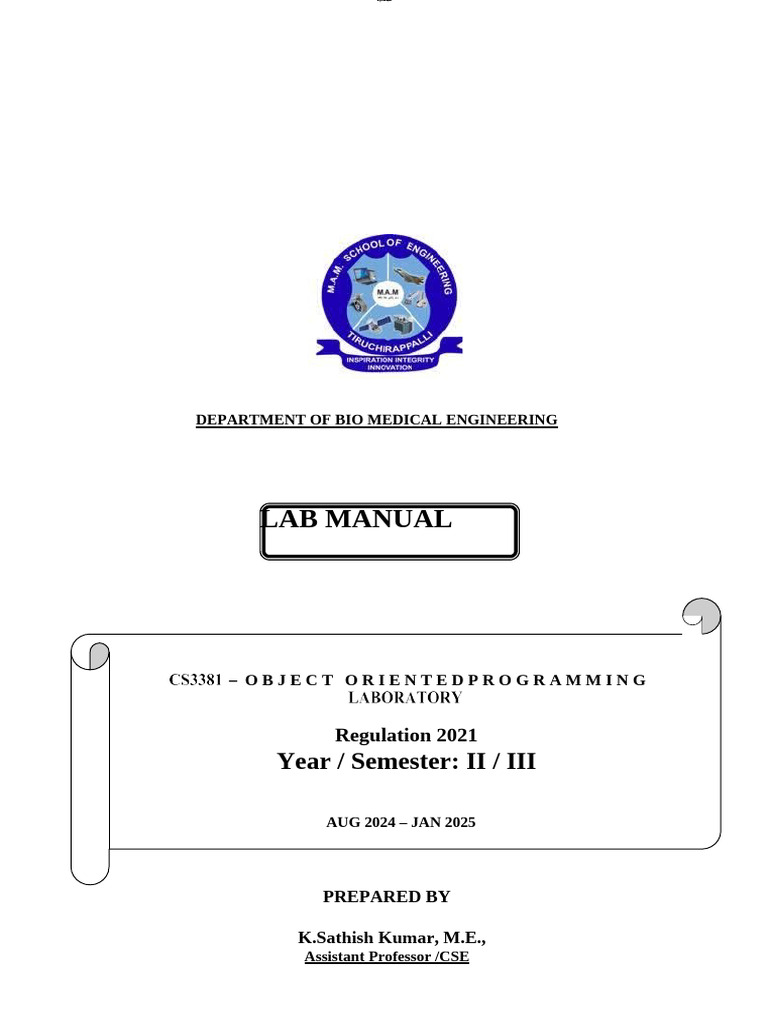 CS3381 - Oops Lab Manual Final Bme | PDF | Queue (Abstract Data Type) | Area