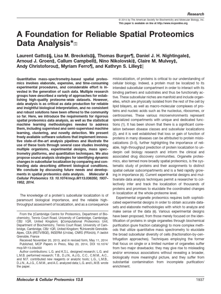 A Foundation For Reliable Spatial Proteomics Data Analysis | PDF ... A Foundation For Reliable Spatial Proteomics Data Analysis | PDF ...
