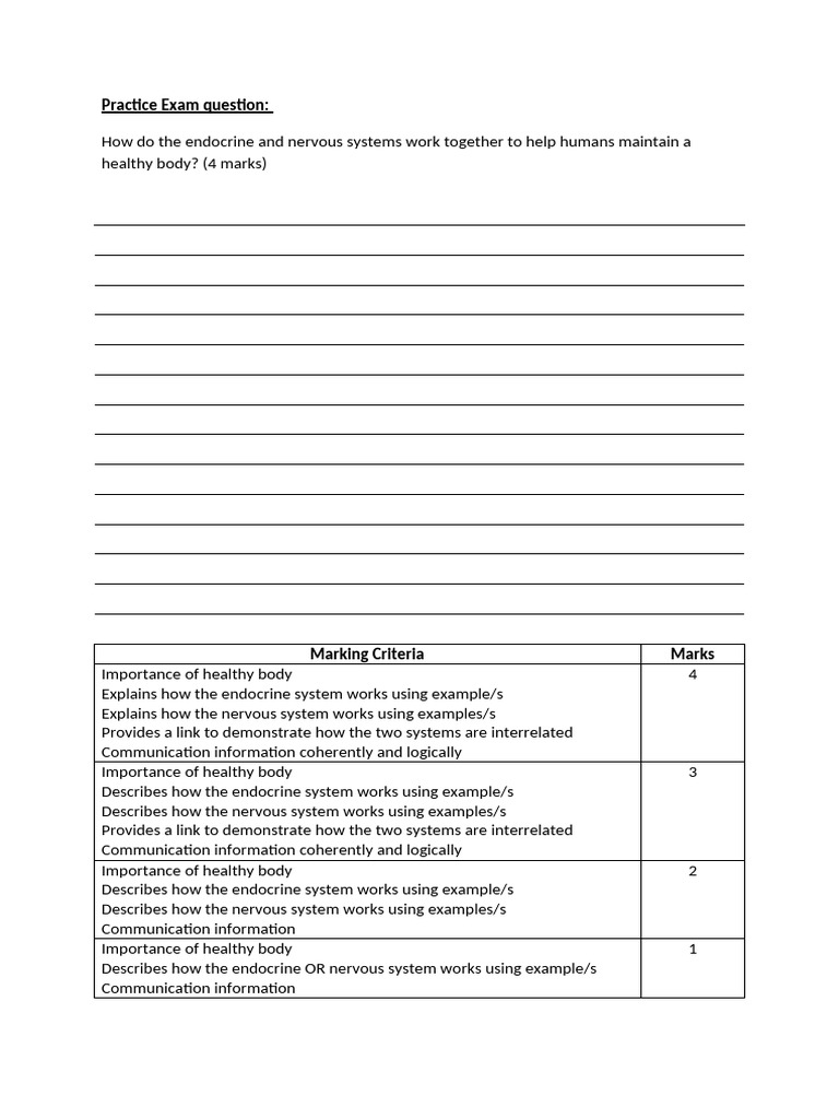 Biology Exam: Endocrine & Nervous Systems | PDF | Science & Mathematics