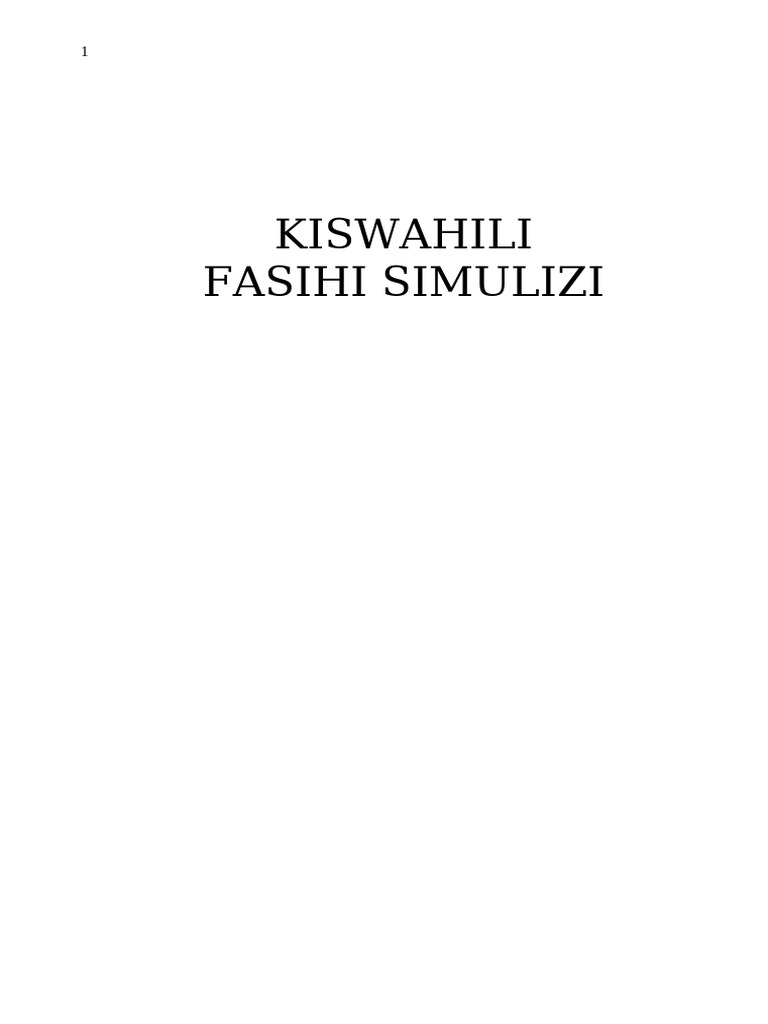 Kiswahili Fasihi Simulizi | PDF