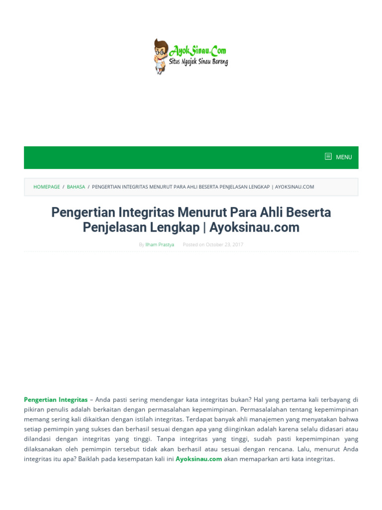 Definisi Integritas Menurut Ahli | PDF | Komputer