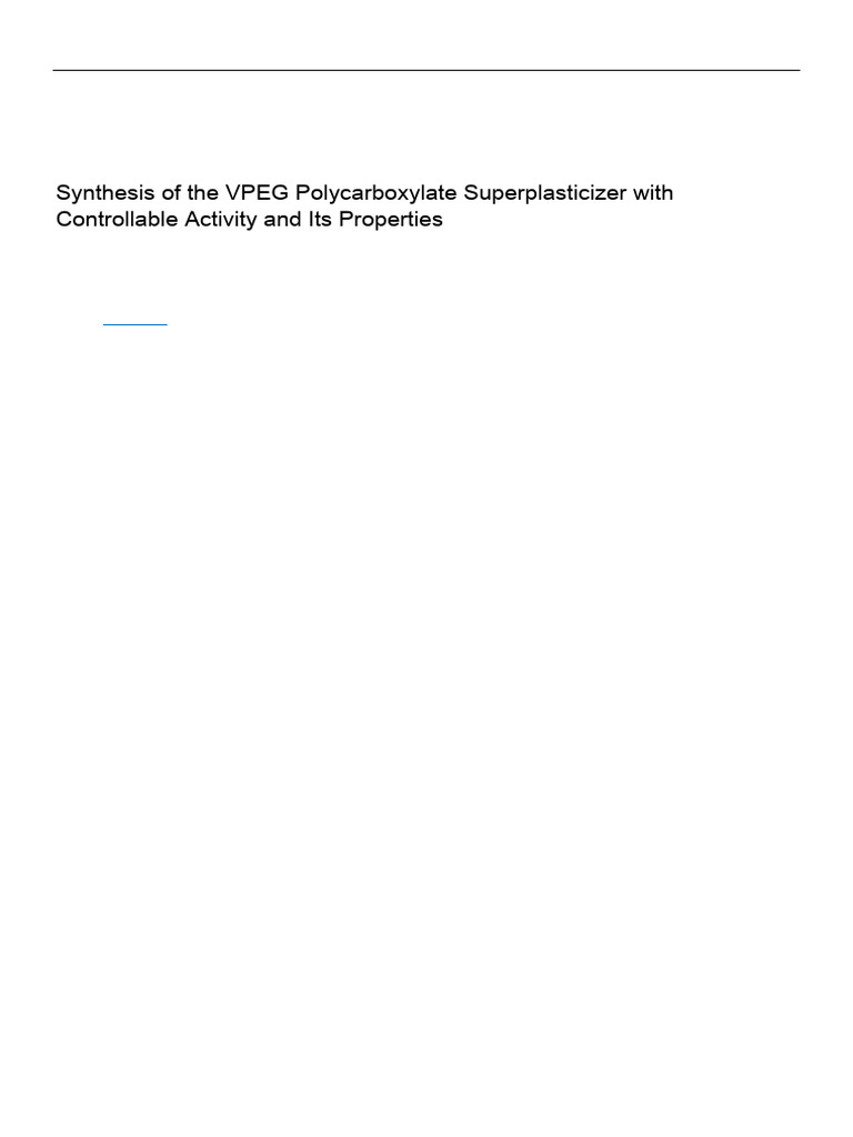 $$$synthesis of The VPEG Polycarboxylate Superplastic | PDF | Concrete ...