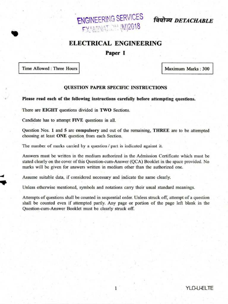 Electrical Engineering Paper 1 1 | PDF