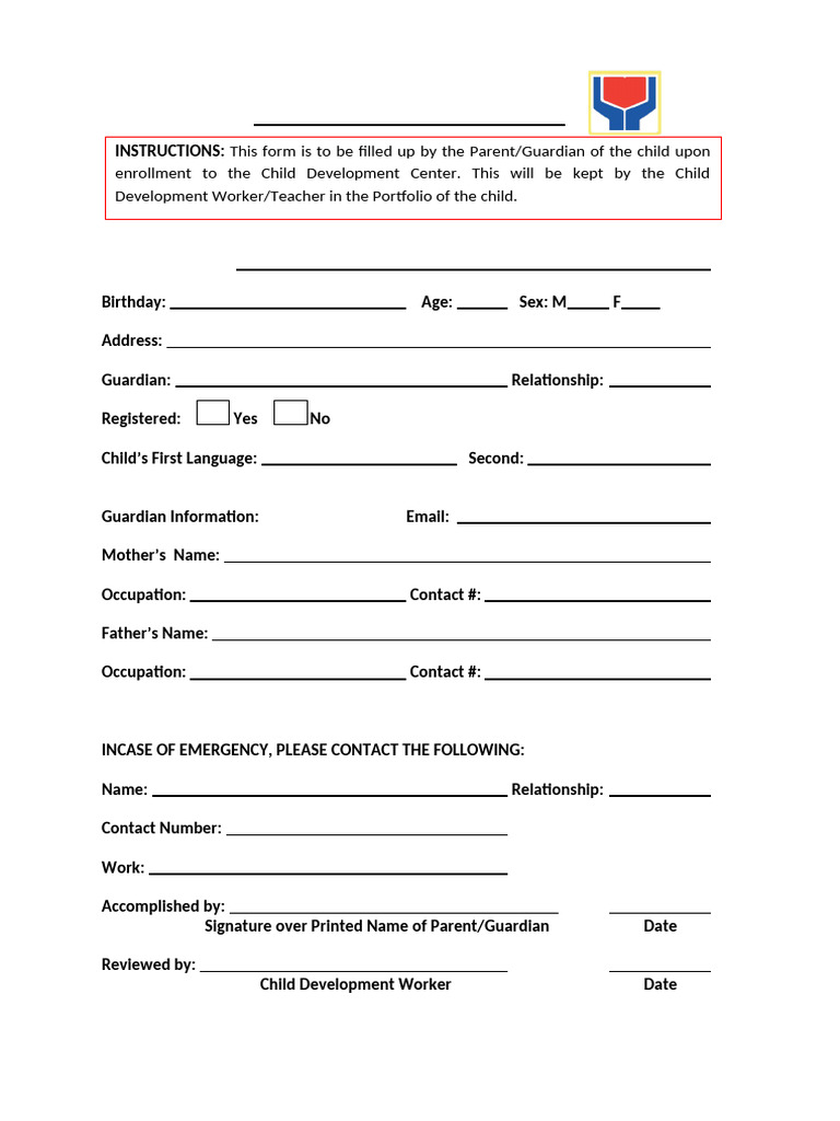 Registration Form CDC | PDF