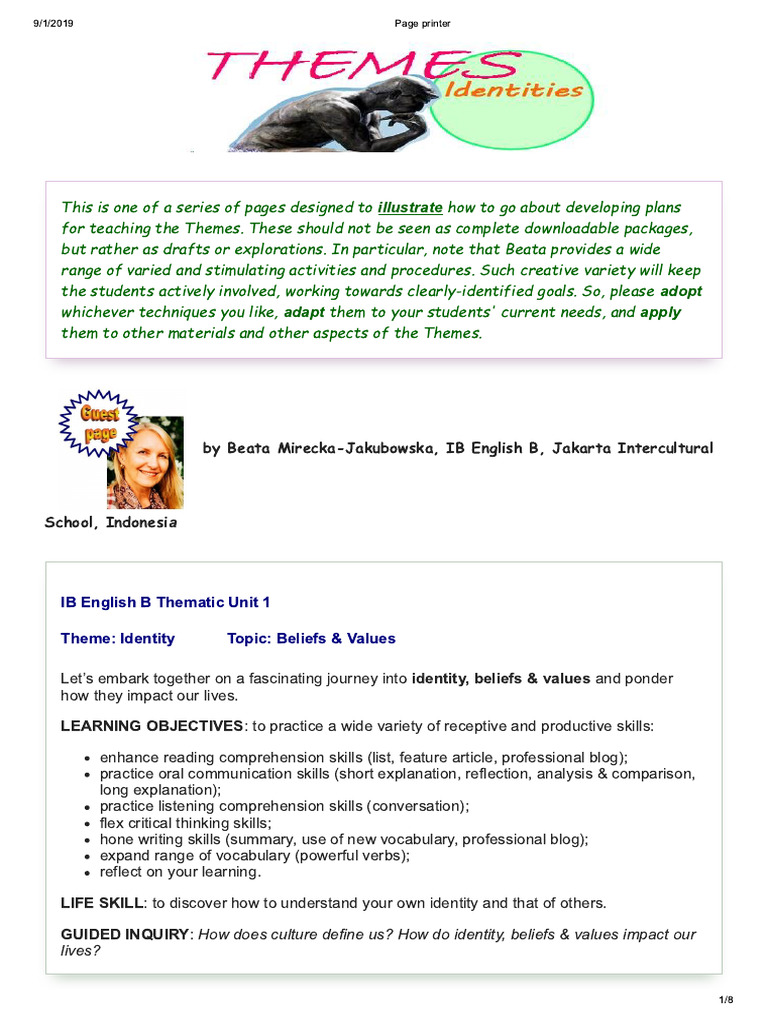 Identities Lesson Plan | PDF