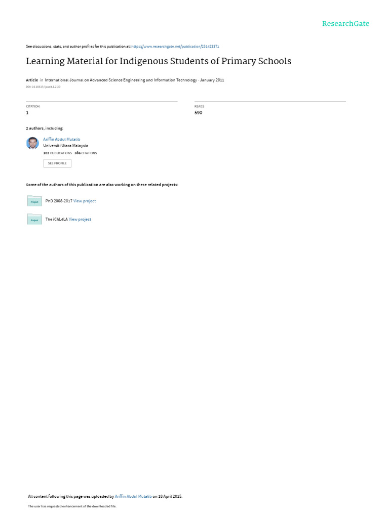 Learning Material For Indigenous Students of Prima | PDF | Multimedia ...