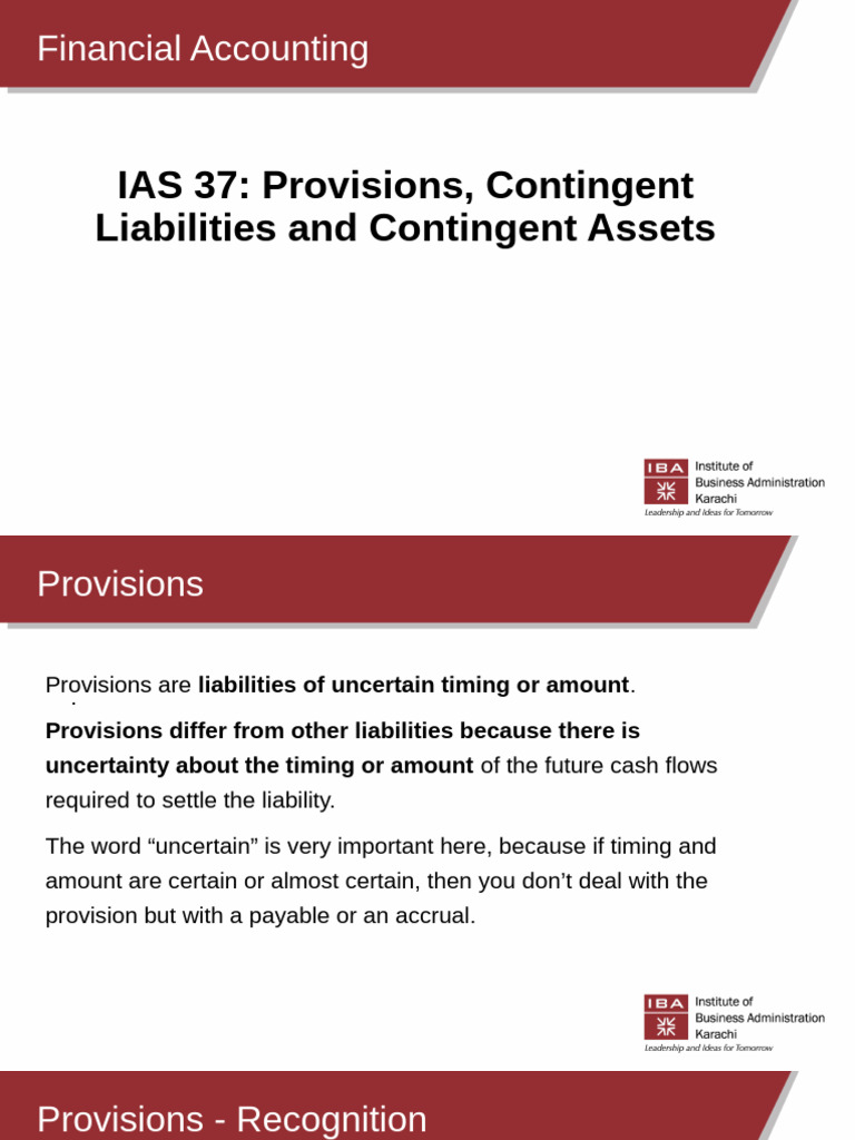 IAS 37: Provisions and Contingent Assets | PDF | Lawsuit | Legal Liability