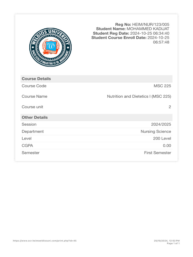 Course Enrollment Print 4 | PDF