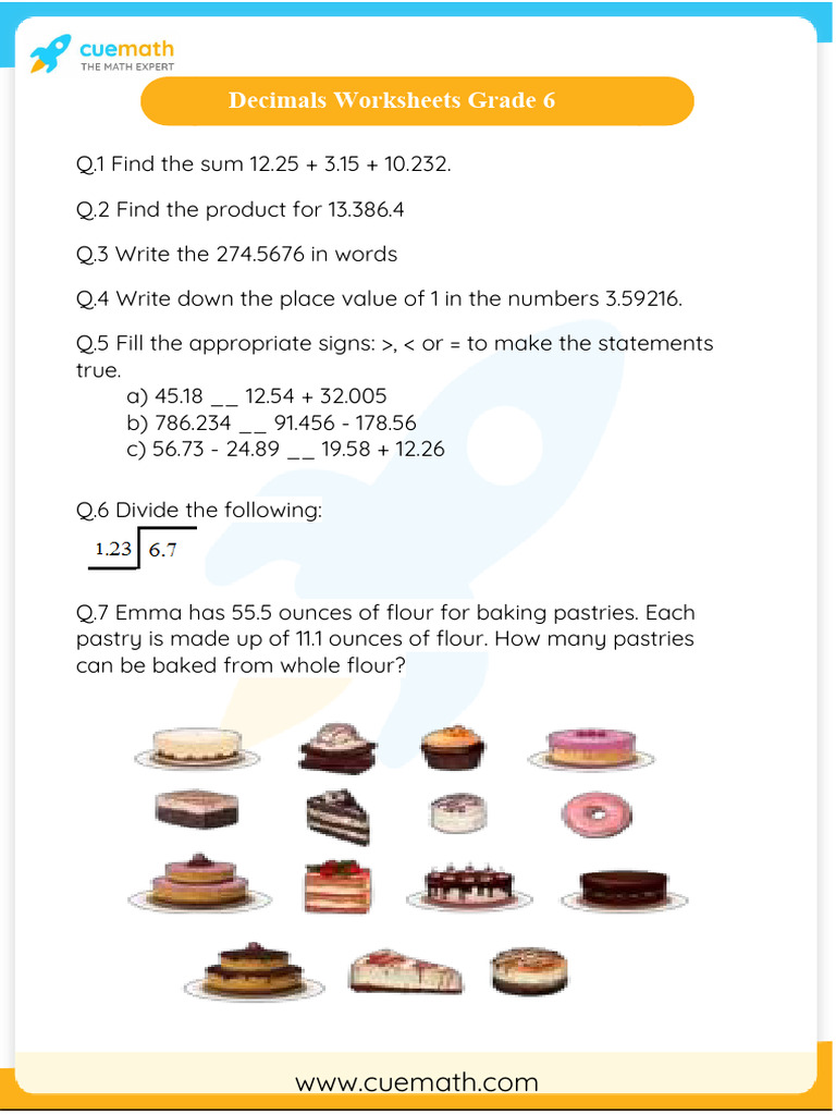 Decimals Worksheets Grade 6 - Worksheet 4 | PDF