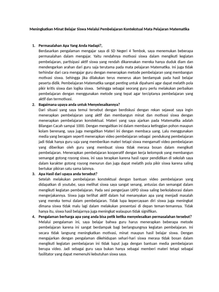 Studi Kasus Matematika | PDF | Karier & Perkembangan | Kesehatan Holistik