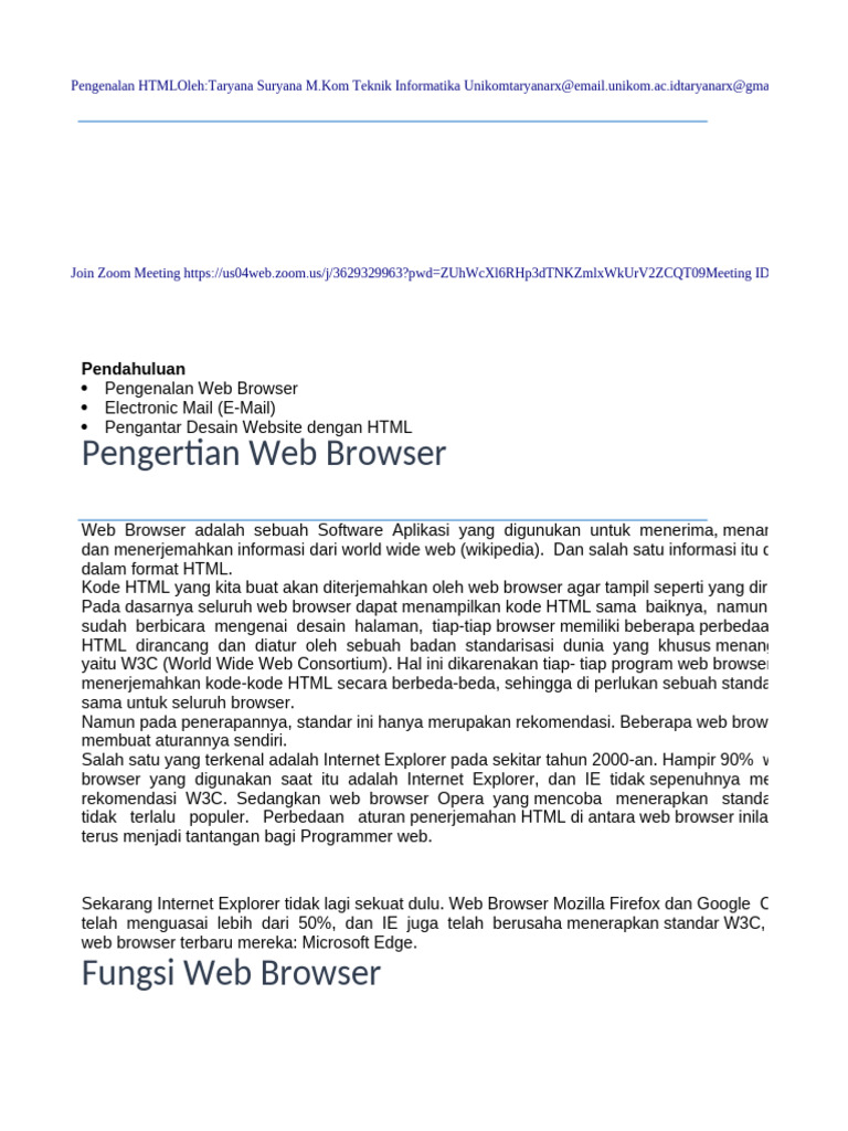 Pertemuan 1 Pengenalan HTML | PDF