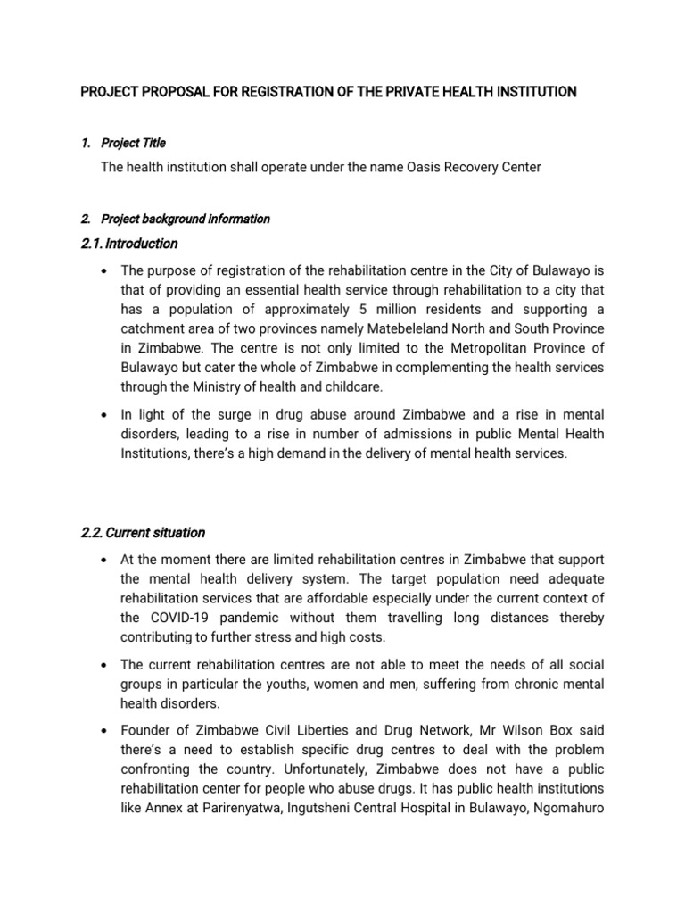Oasis Recovery Center Proposal | PDF