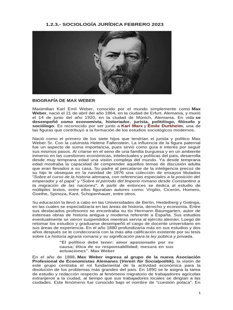 1.2.3. - MAX WEBER Biografía | PDF | Max Weber | Capitalismo