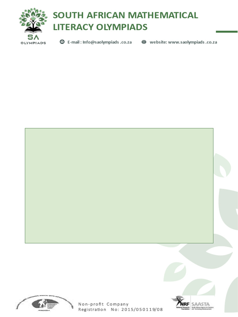 South African Mathematical Literacy Olympiads Grade 11 2023 | PDF ...