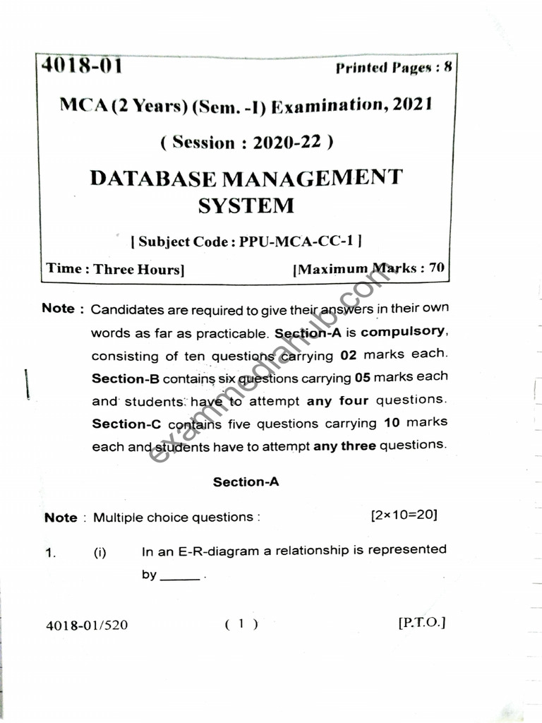 DBMS MCA 1 Sem | PDF | Databases | Relational Database DBMS MCA 1 Sem | PDF | Databases | Relational Database