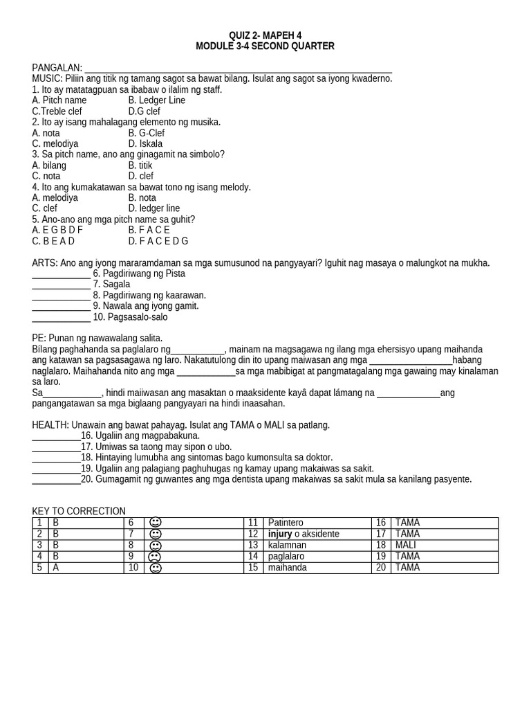 Quiz 2 Mapeh | PDF