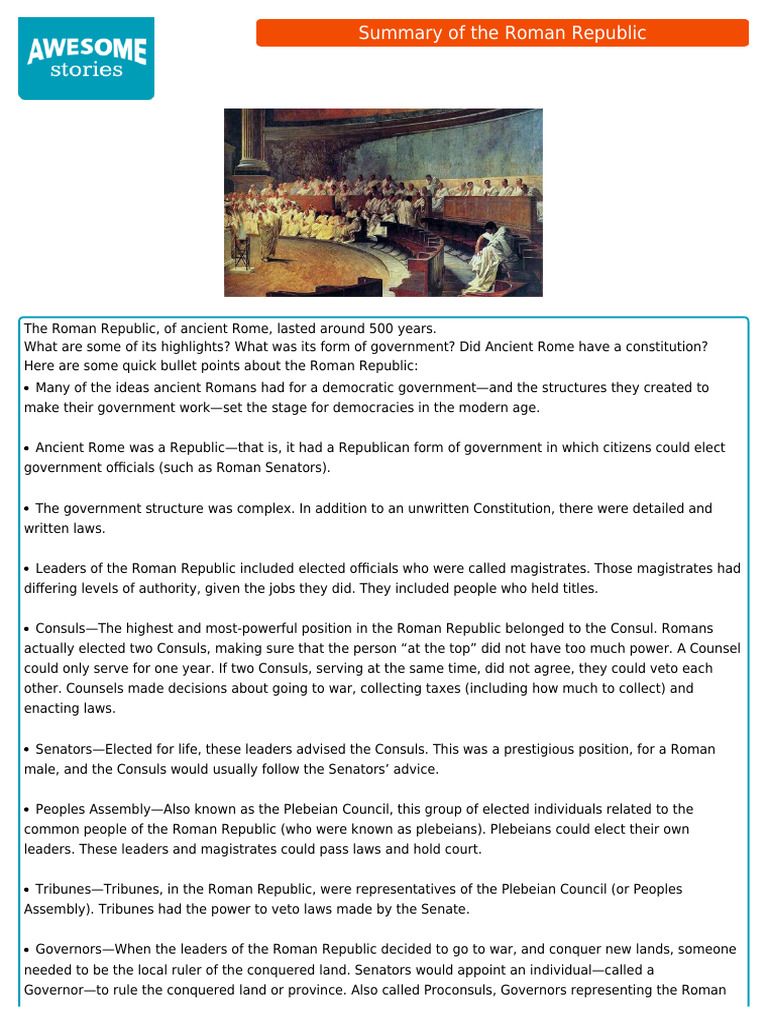 Summary of The Roman Republic | PDF | Roman Republic | Ancient Rome